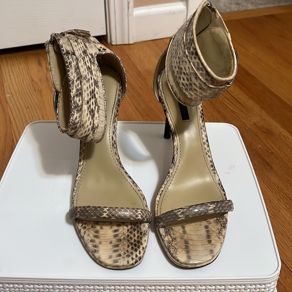 Rachel Zoe Heels, Snake Texture 4” Heels Open Toes - Gem